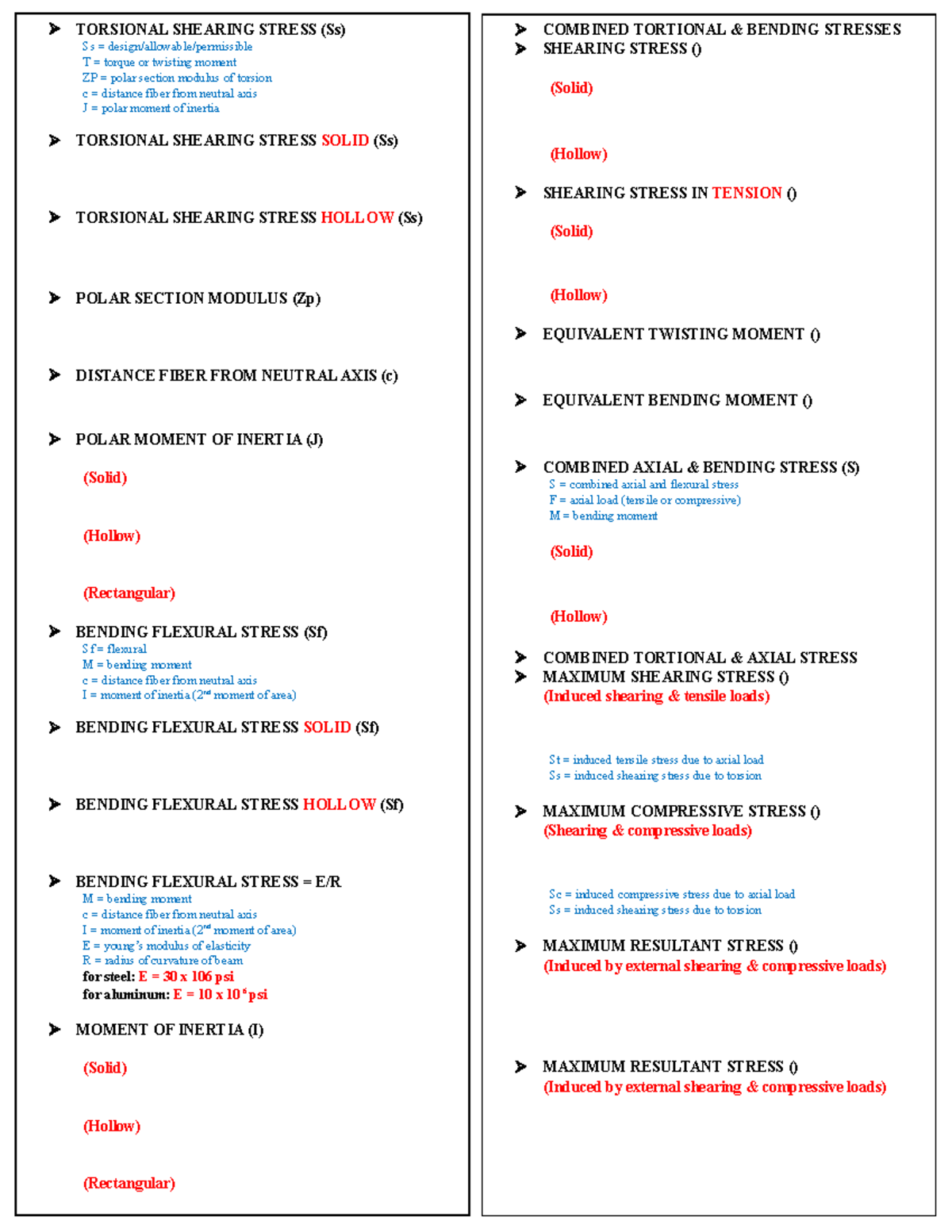 Shafting & Stress machine design - TORSIONAL SHEARING STRESS (Ss)Ss ...