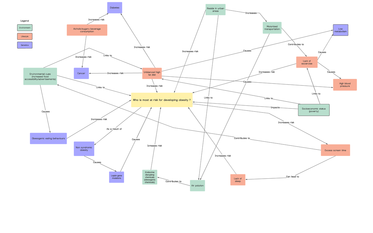 Concept map - Who is most at risk for developing obesity? Diabetes High ...