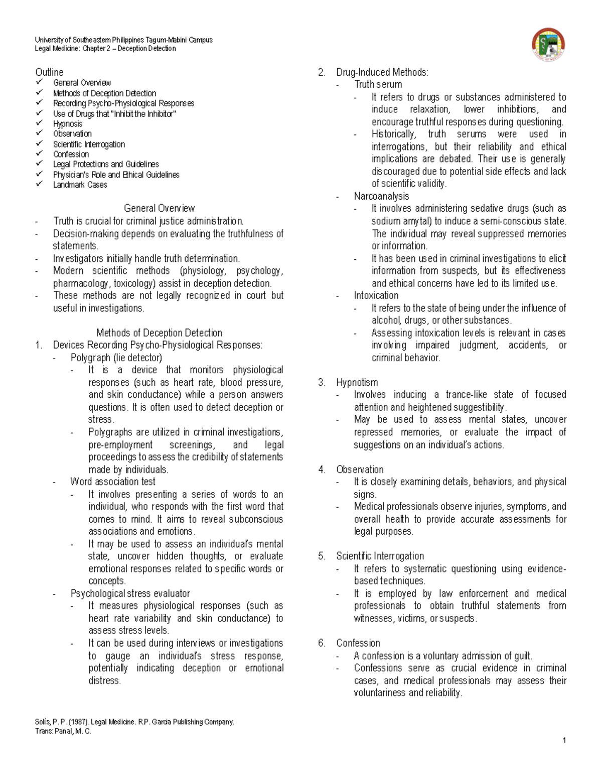 Legal Medicine Chapter 2 Deception Detection Legal Medicine Chapter