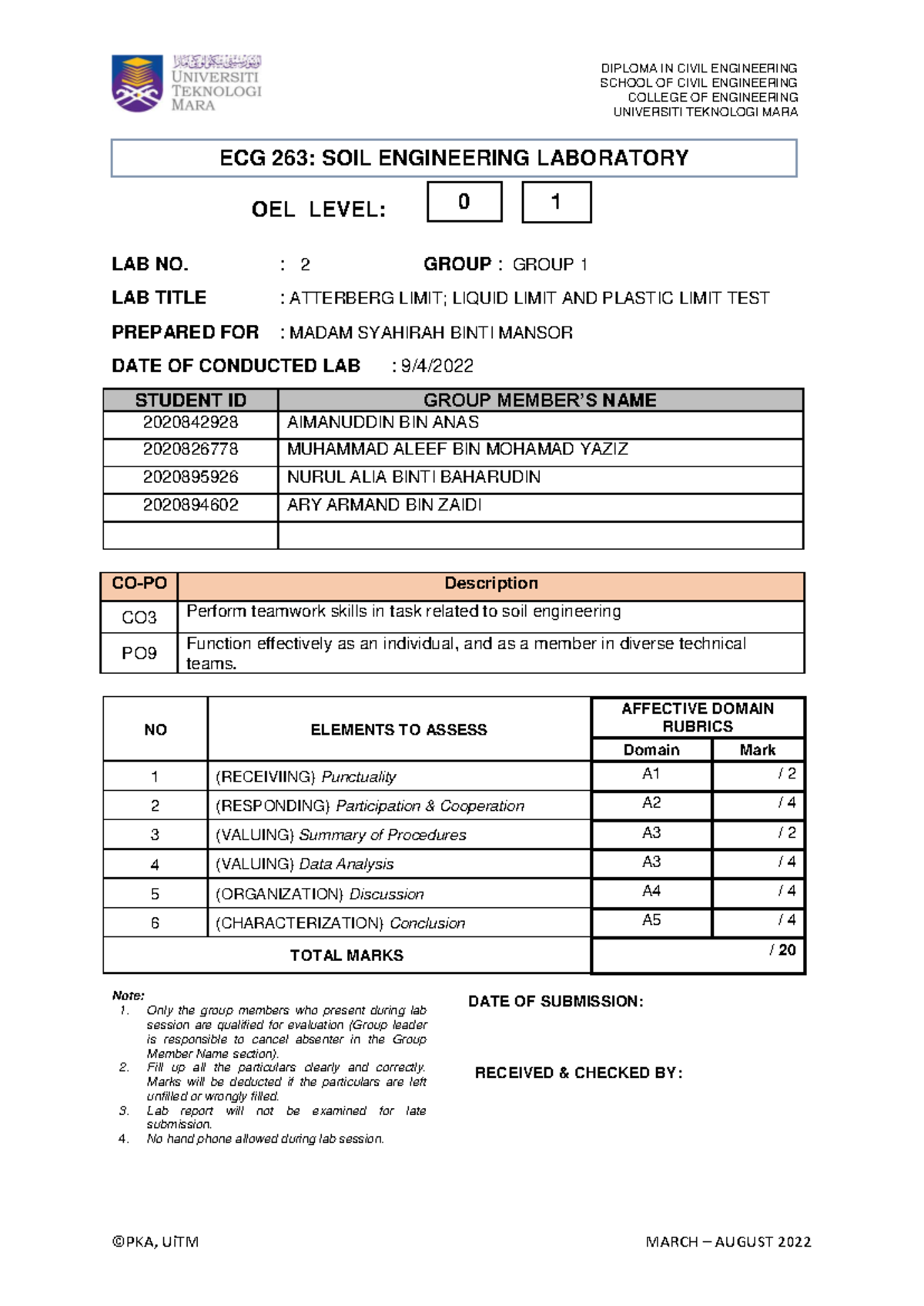 Atterberg Limit Liquid Limit & Plastic Limit Test - ©PKA, UiTM MARCH ...