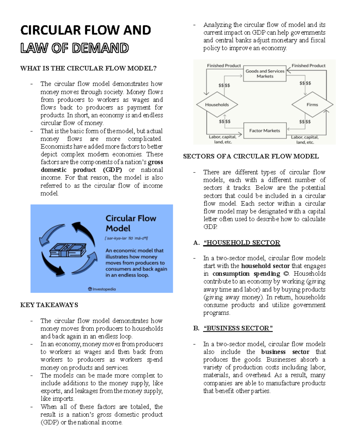 Circular Flow and Law of Demand - Basic Microeconomics - CIRCULAR FLOW ...