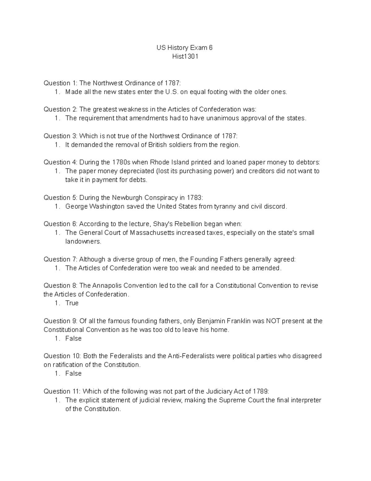 US History Exam 6 - Made all the new states enter the U. on equal ...