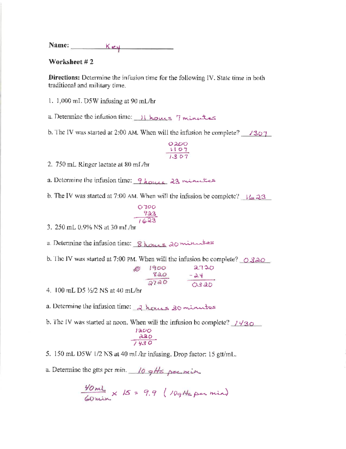 Dosage Worksheet 2 Answer Key - NUR1110 - Studocu