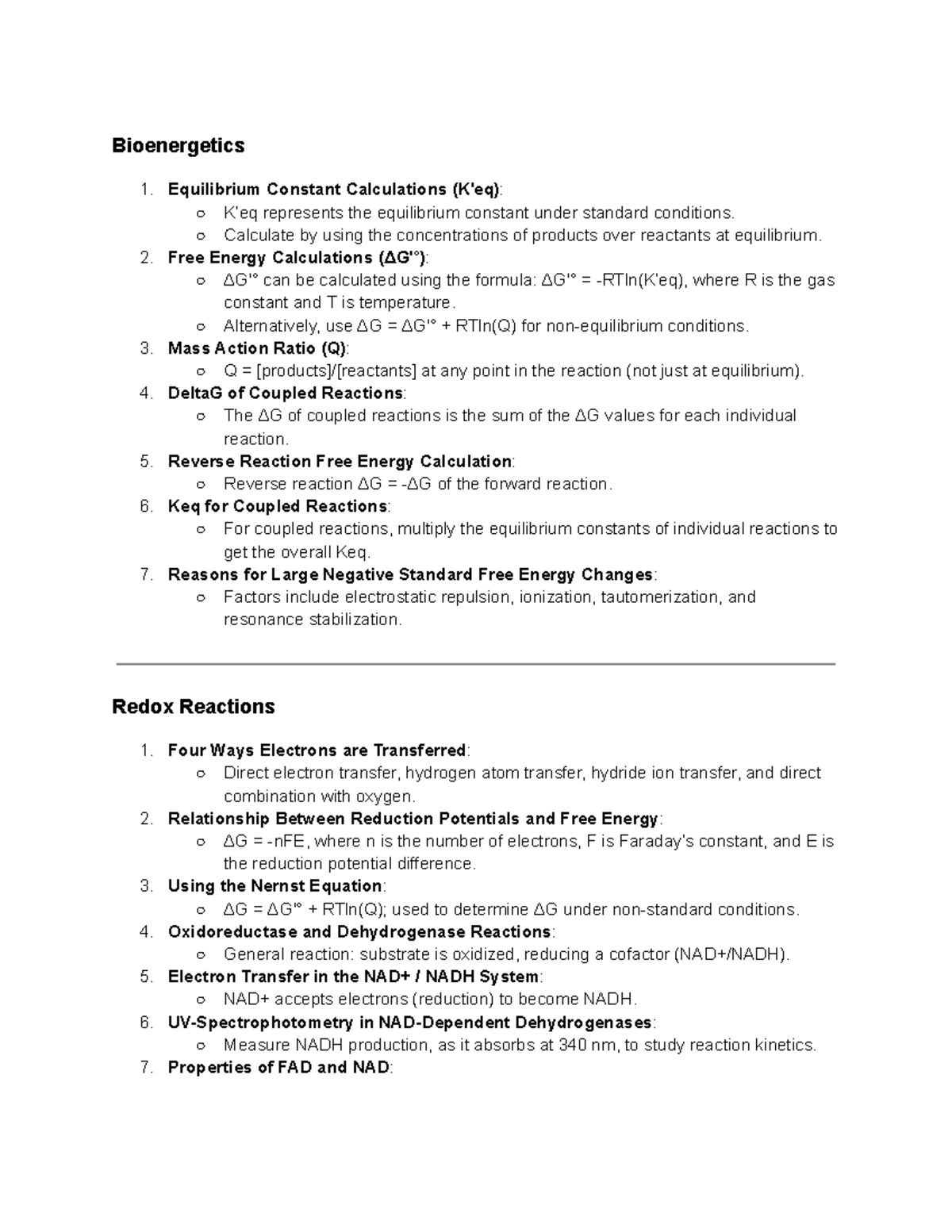 Biochem 352; Module 3 Study Guide - Google Docs - Bioenergetics ...