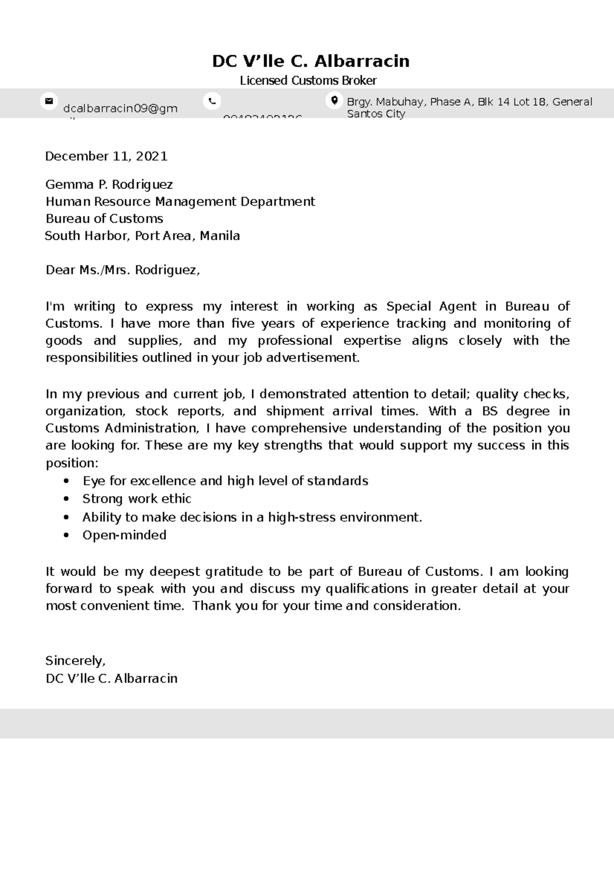 Cover Letter DC - Our work on practicing to apply a job in the future ...