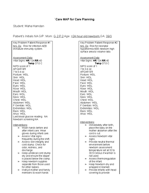 2 care Map Postpartum - Care plan 2 - Student: Maha Hamdan Care MAP for ...