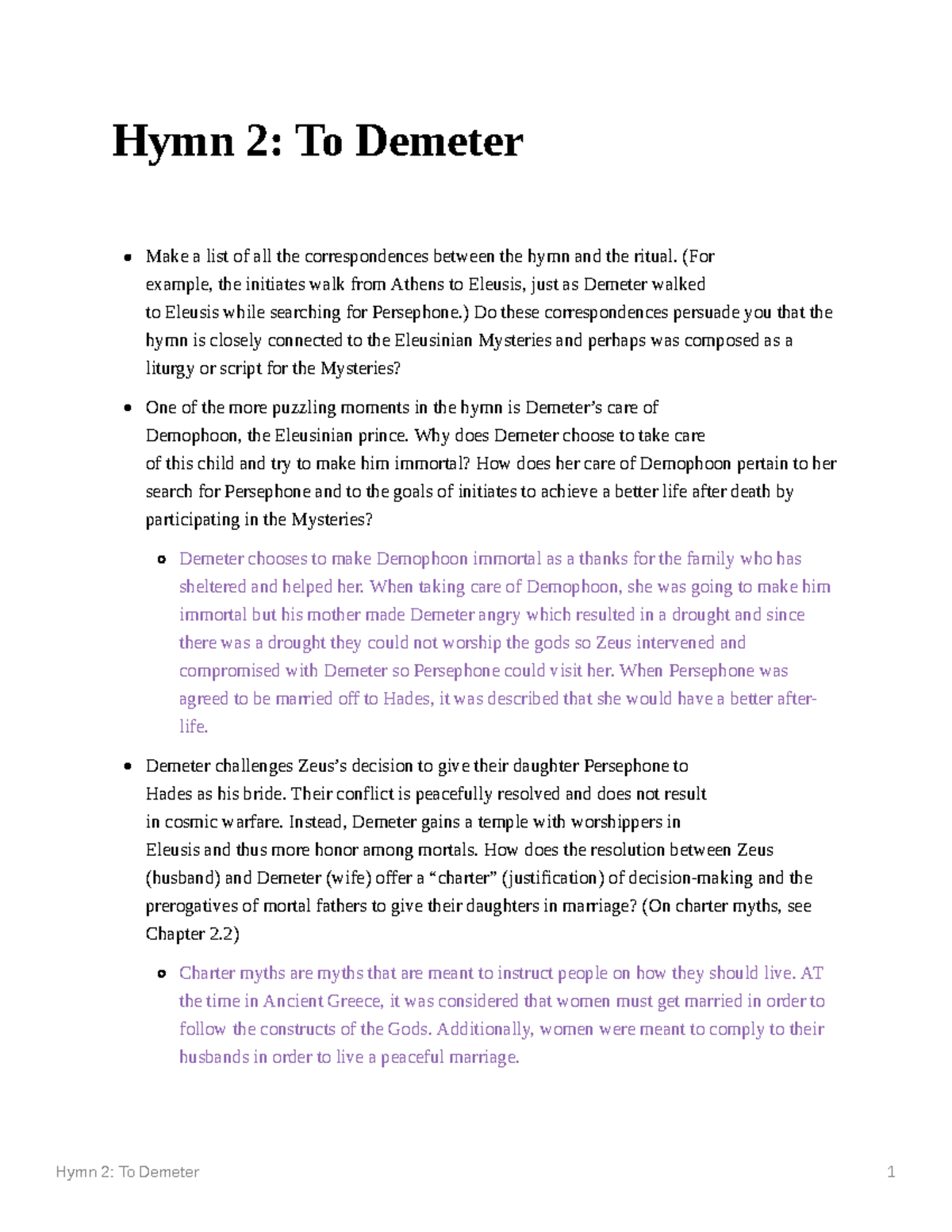 Hymn to Demeter - Hymn 2: To Demeter 1 Hymn 2: To Demeter Make a list ...