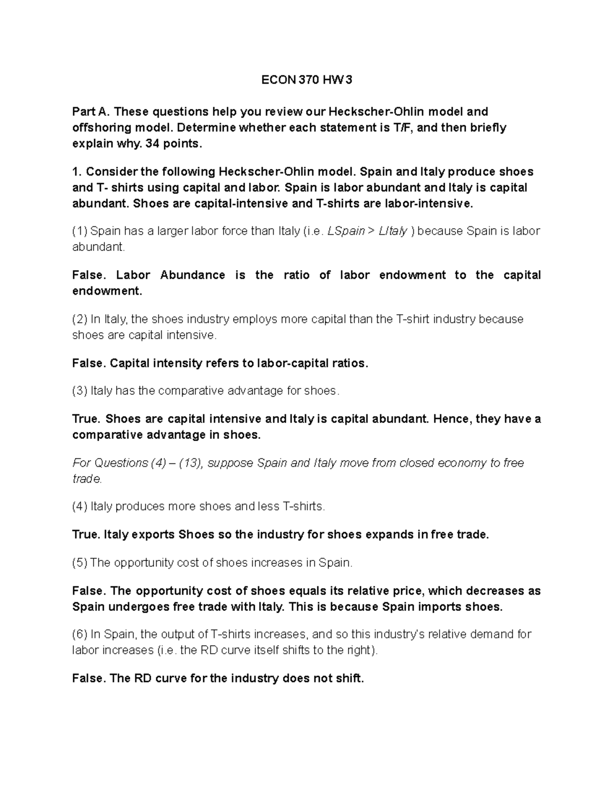 ECON 370 HW 3 - ECON 370 HW3 - ECON 370 HW 3 **Part A. These questions ...
