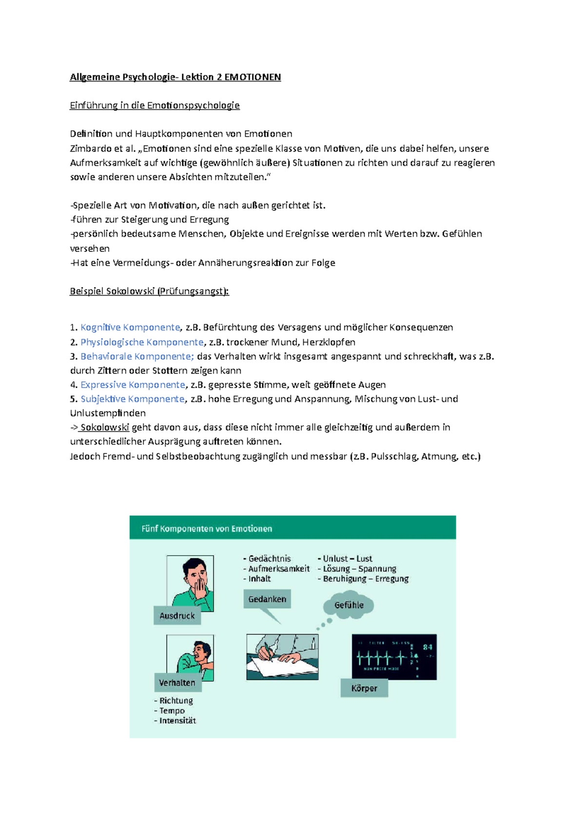 Allgemeine Psychologie- Emotion - „Emotionen sind eine spezielle Klasse von Motiven, die uns ...