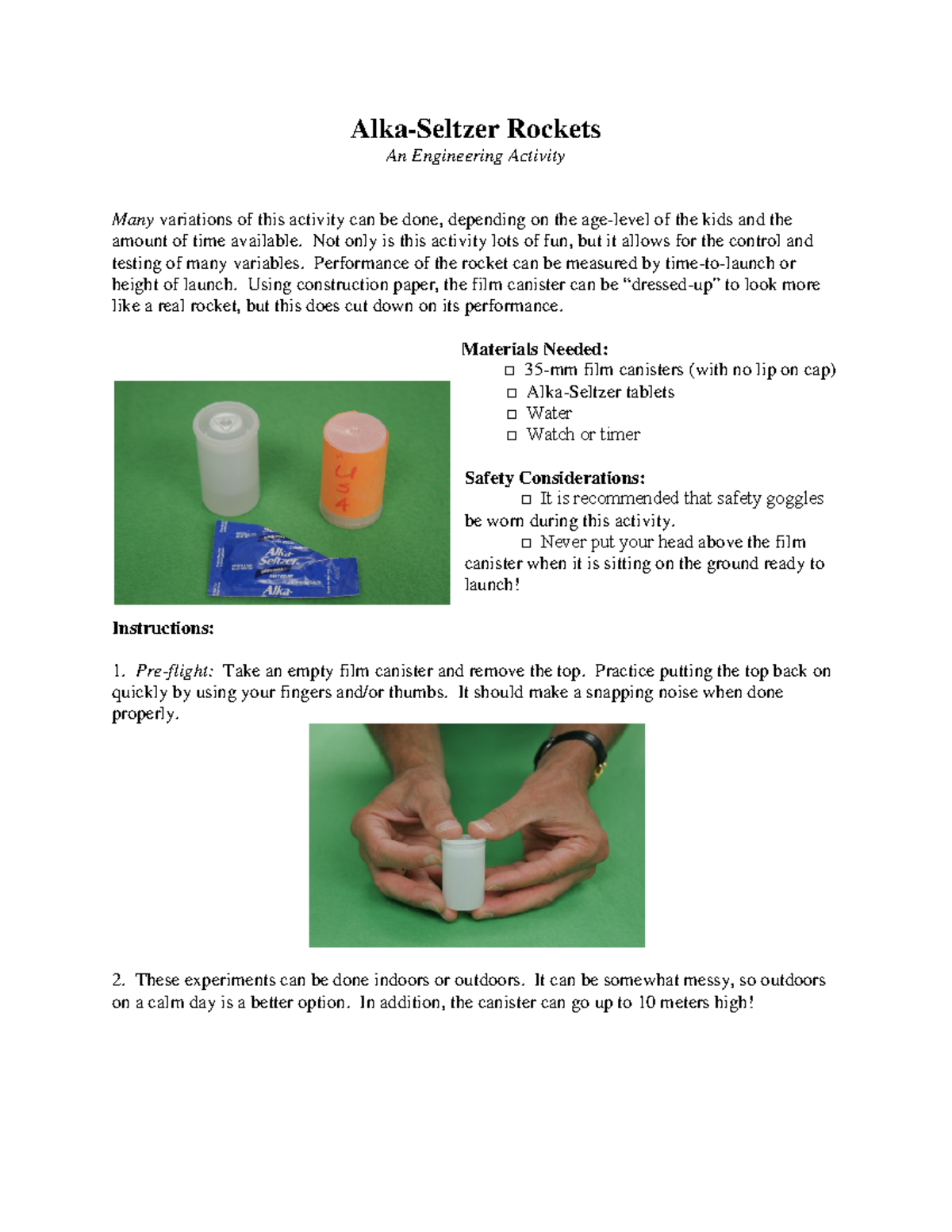 Alka Seltzer Rockets - Alka-Seltzer Rockets An Engineering Activity ...