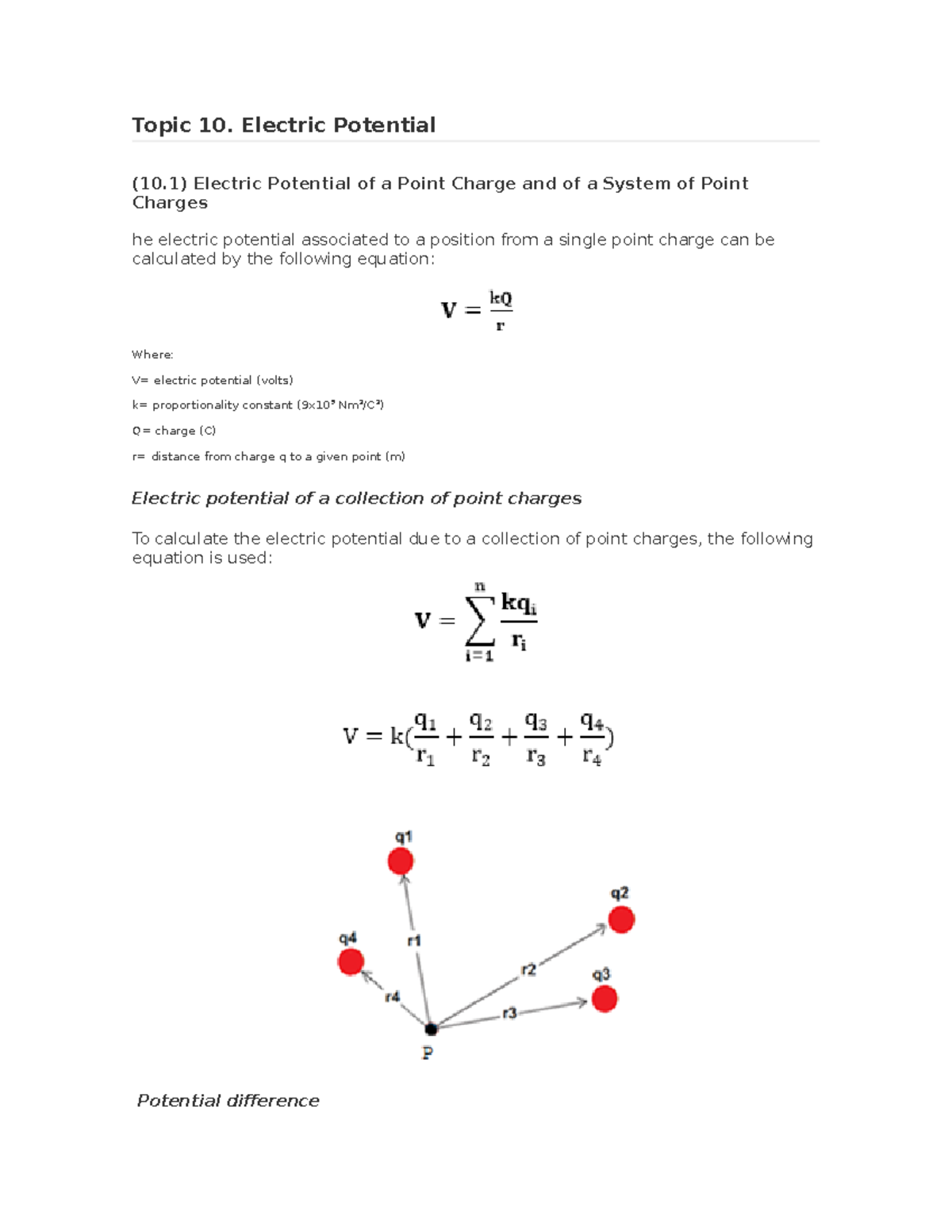 Topic 10 - yes - Topic 10. Electric Potential (10) Electric Potential ...