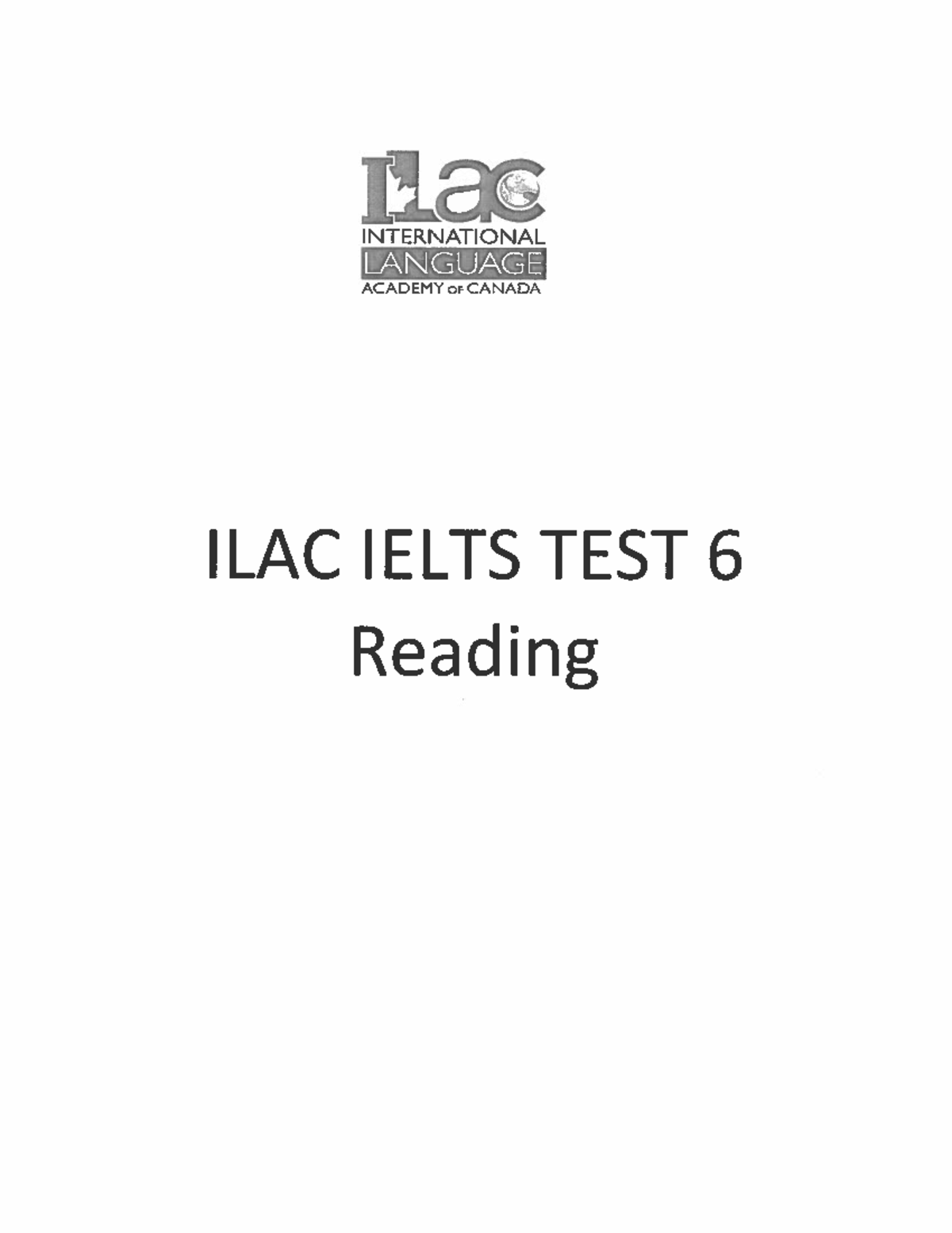 1. ILAC Ielts Test 06 - Reading - ESAL 0480 - Studocu