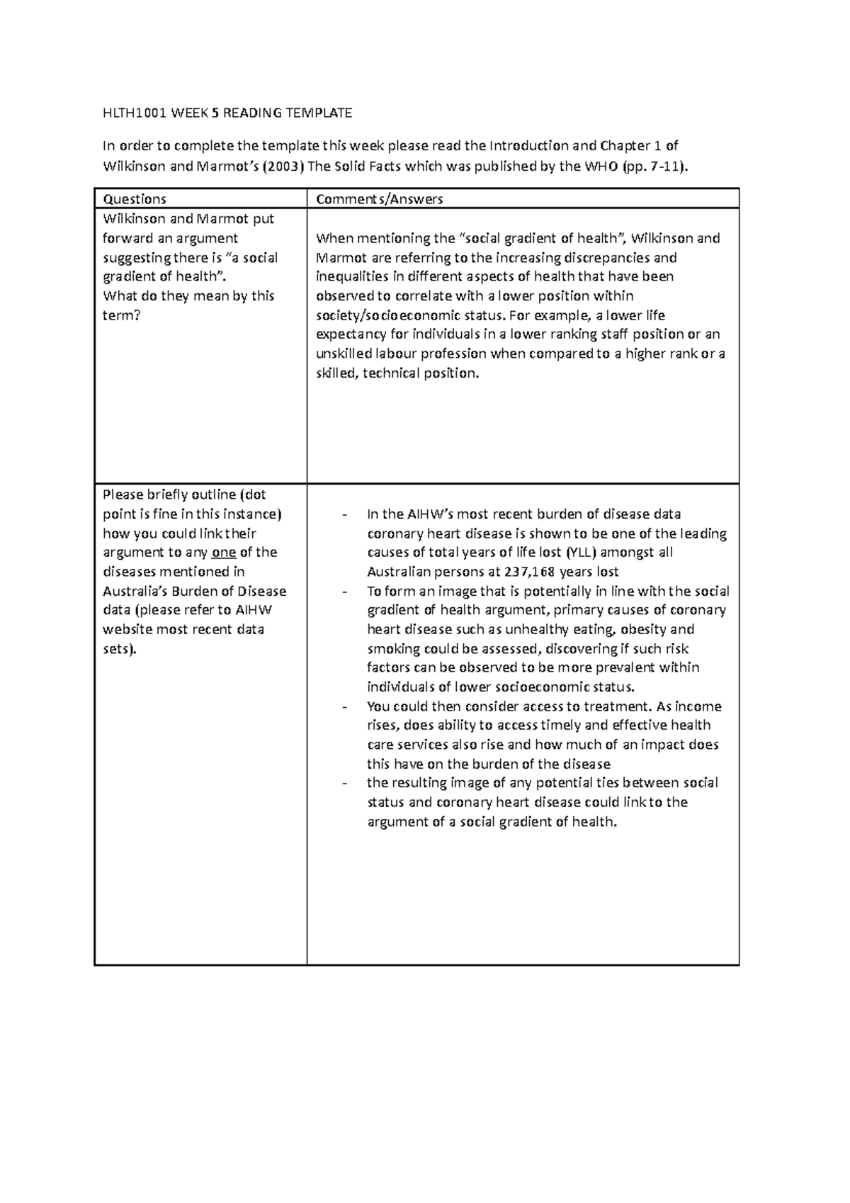 Template wk5 - HLTH1001 WEEK 5 READING TEMPLATE In order to complete the template this week ...