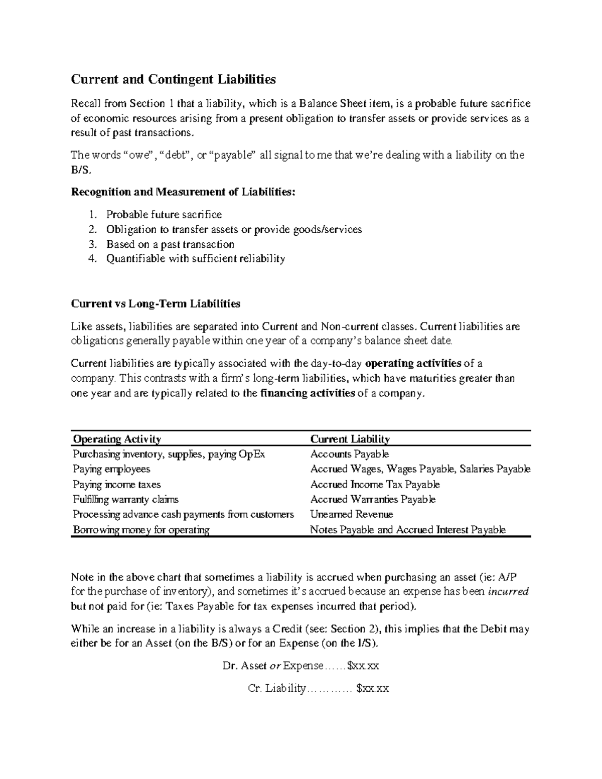 Section 8- Current and Contingent Liabilities - Current and Contingent ...