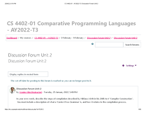 CS 4402 Learning Journal Unit 1 - At the beginning of the new semester, I adhered to my usual ...