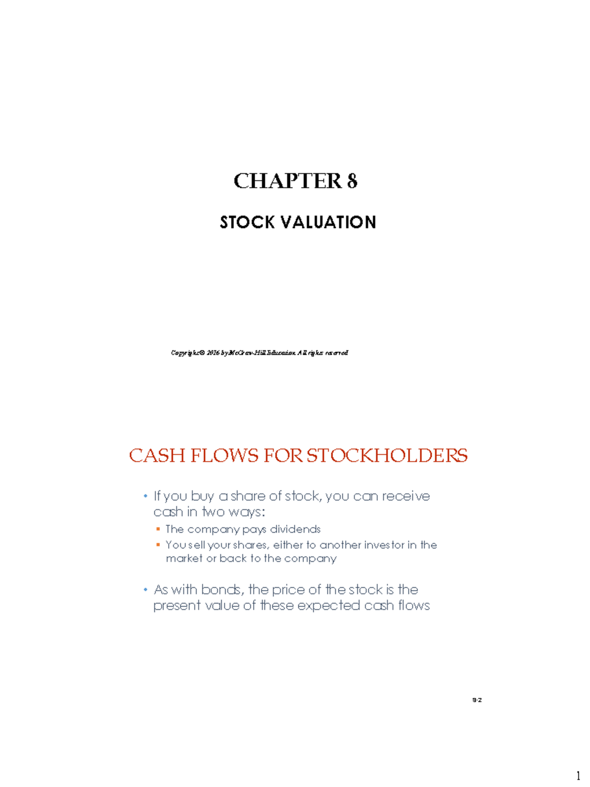 Ch+8+Lecture+Note - great - CHAPTER 8 STOCK VALUATION Copyright © 2016 ...