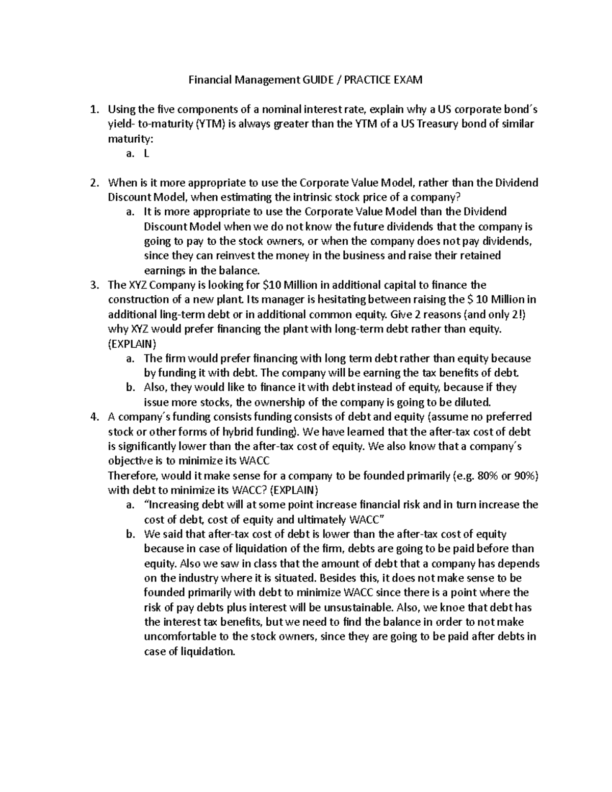 Financial Management Guide - Financial Management GUIDE / PRACTICE EXAM ...