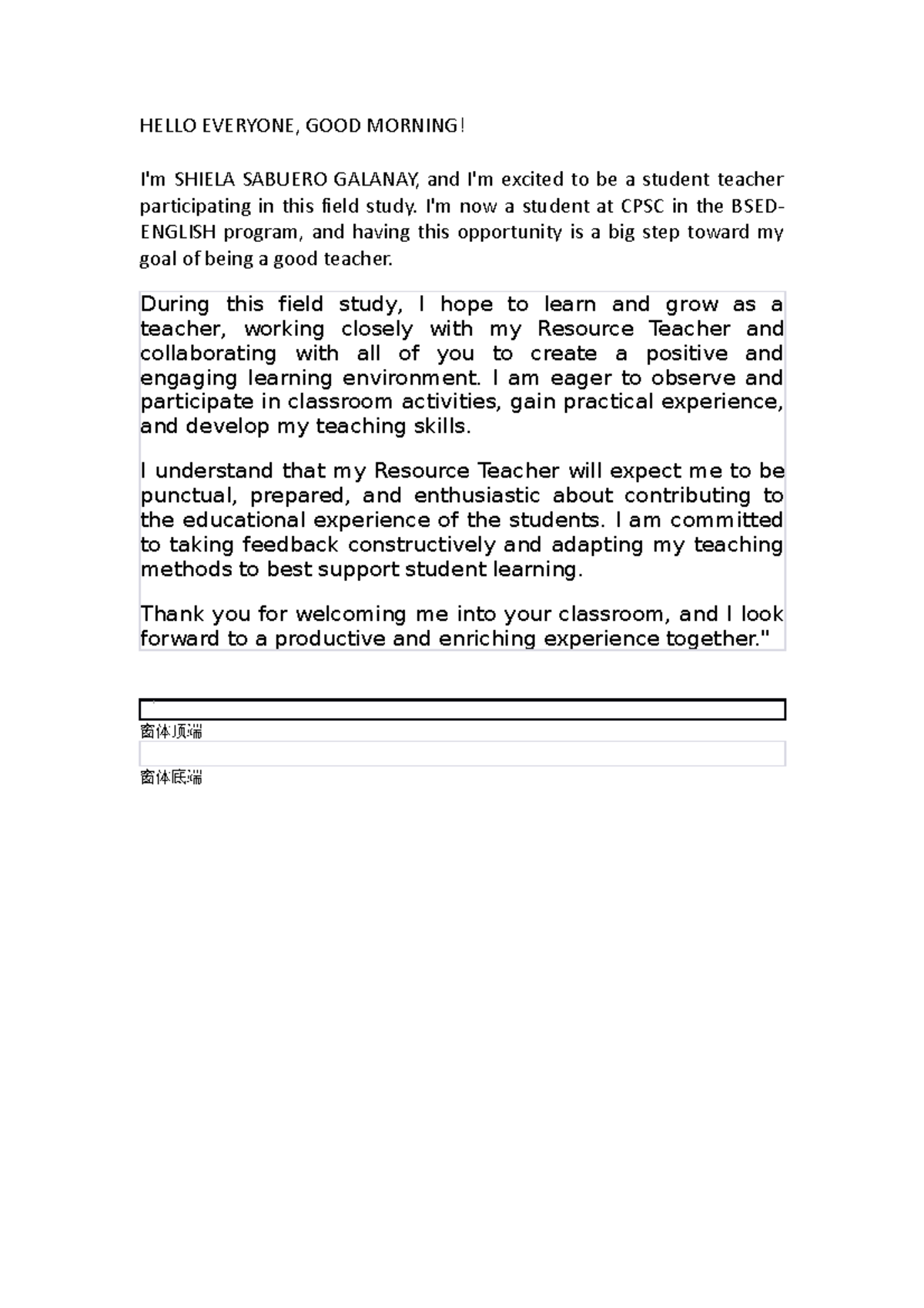 Hello Everyone - EDUCATIONAL PURPOSES - HELLO EVERYONE, GOOD MORNING! I ...