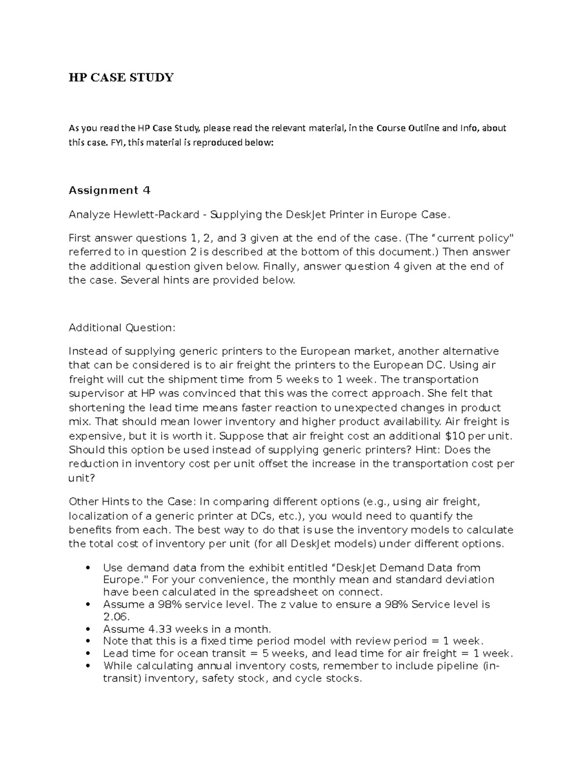 HP CASE Study COMM204 - HP CASE STUDY As you read the HP Case Study ...