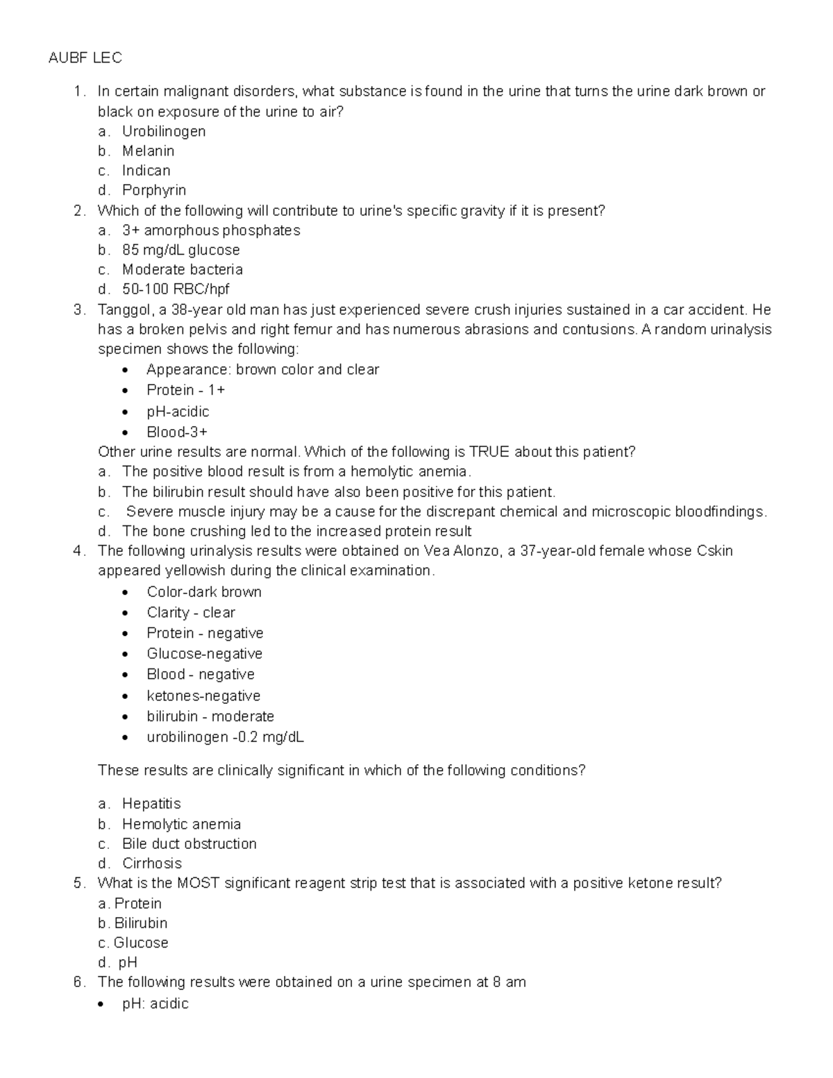 AUBF-LEC - NOTES - AUBF LEC In certain malignant disorders, what ...