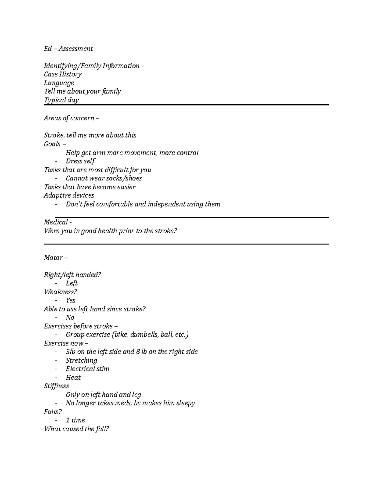 Ed Notes - Ed – Assessment Identifying/Family Information - Case ...