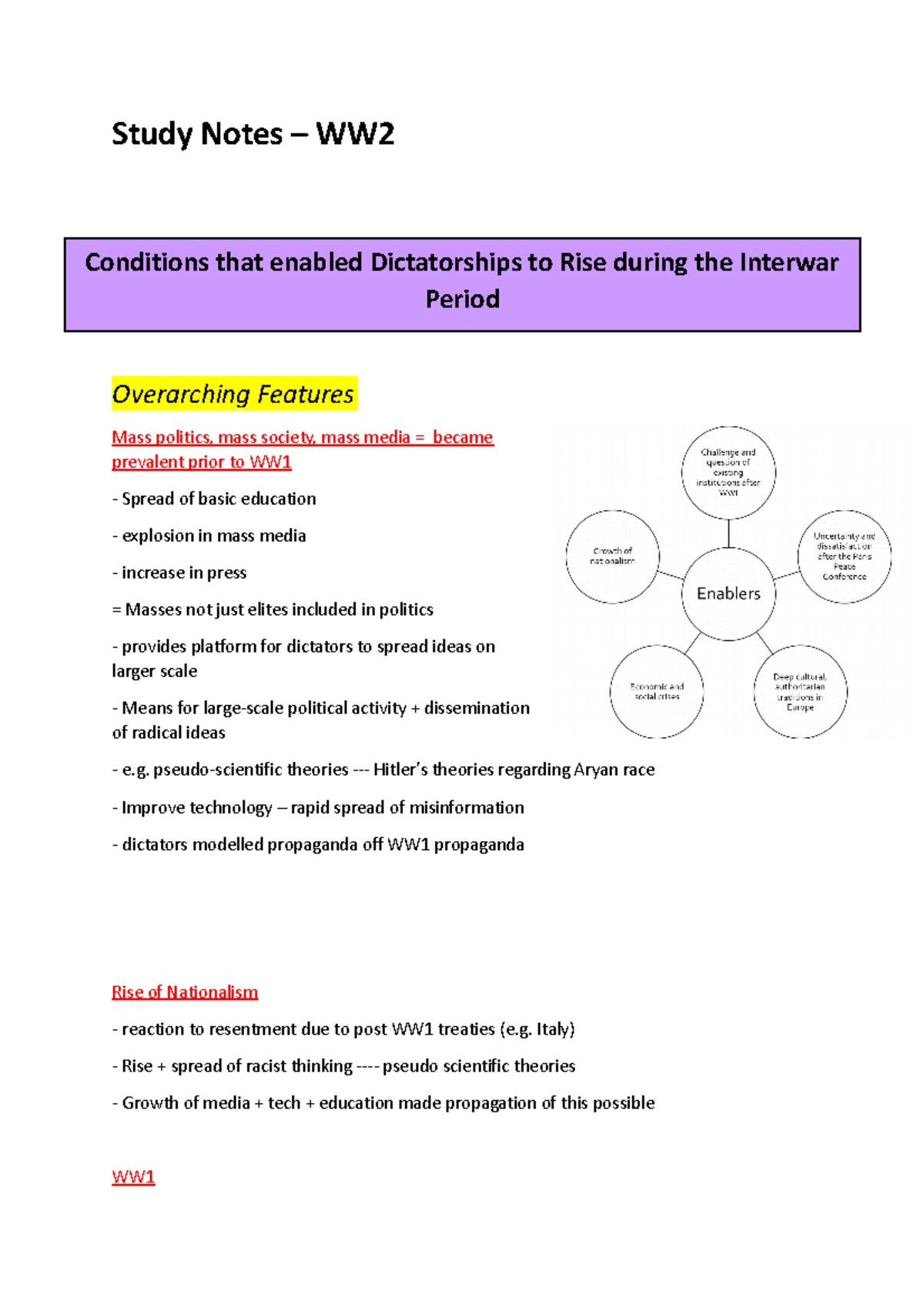 WW2 Sudy Notes - HSC - Study Notes – WW Overarching Features Mass ...
