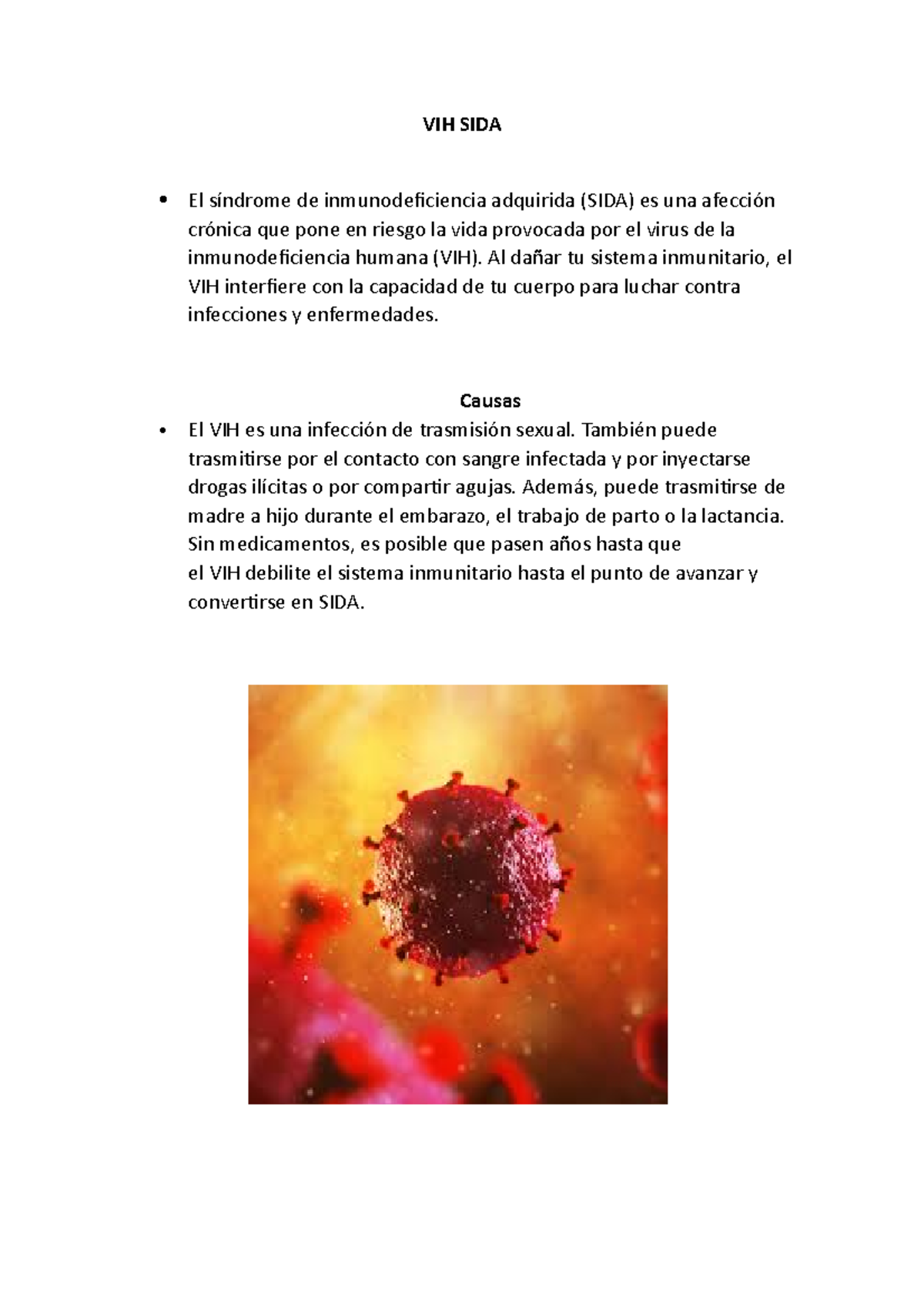 VIH SIDA Informacion - El documento acontinuacion da a conocer una ...