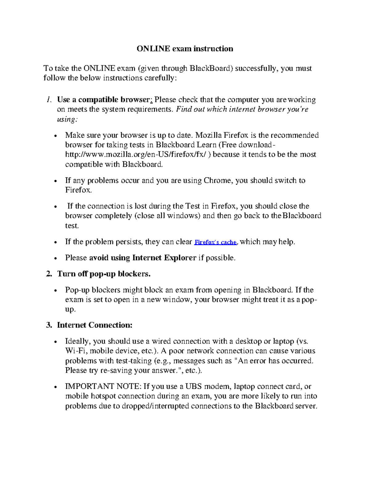 Online exam instruction-Updated - ONLINE exam instruction To take the ...