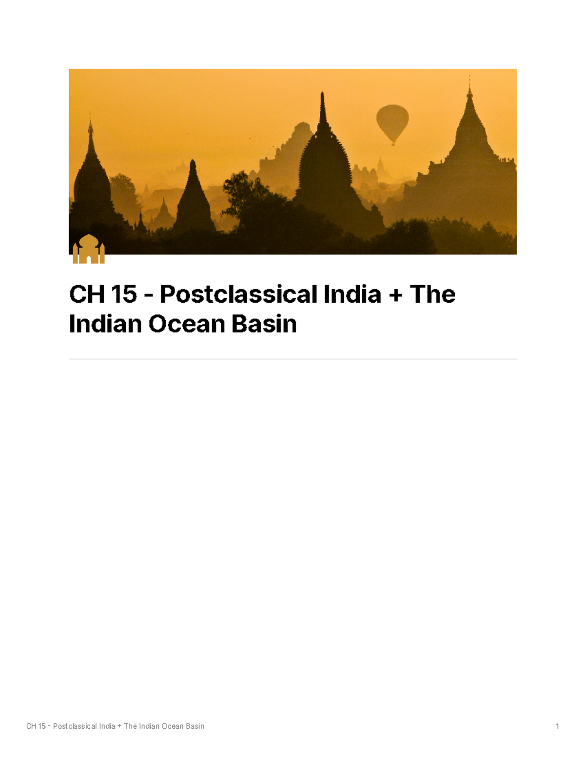 Ap World ch15 notes - CH 15 - Postclassical India + The Indian Ocean ...