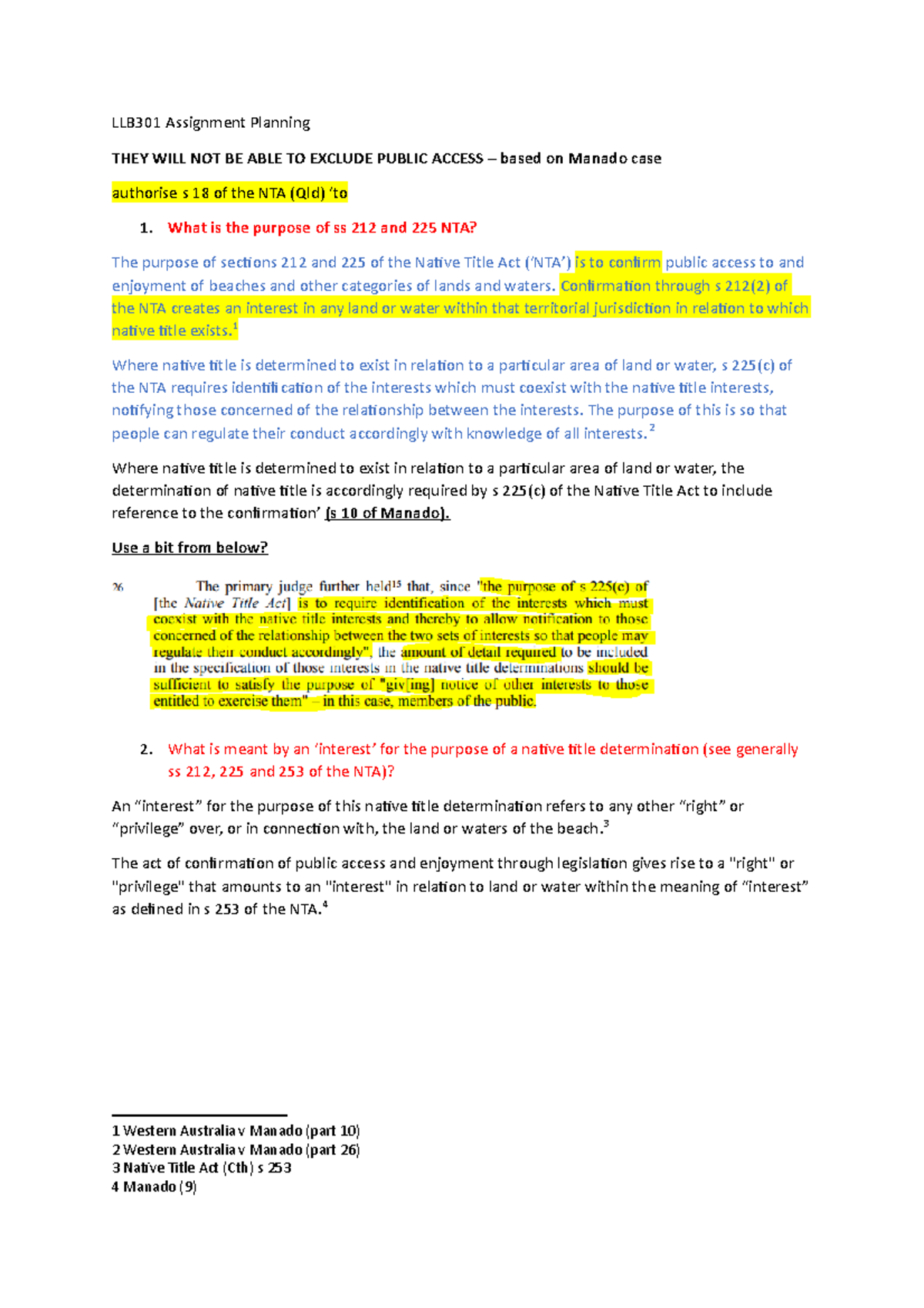 LLB301 Assignment 1 Planning - LLB301 Assignment Planning THEY WILL NOT BE ABLE TO EXCLUDE ...