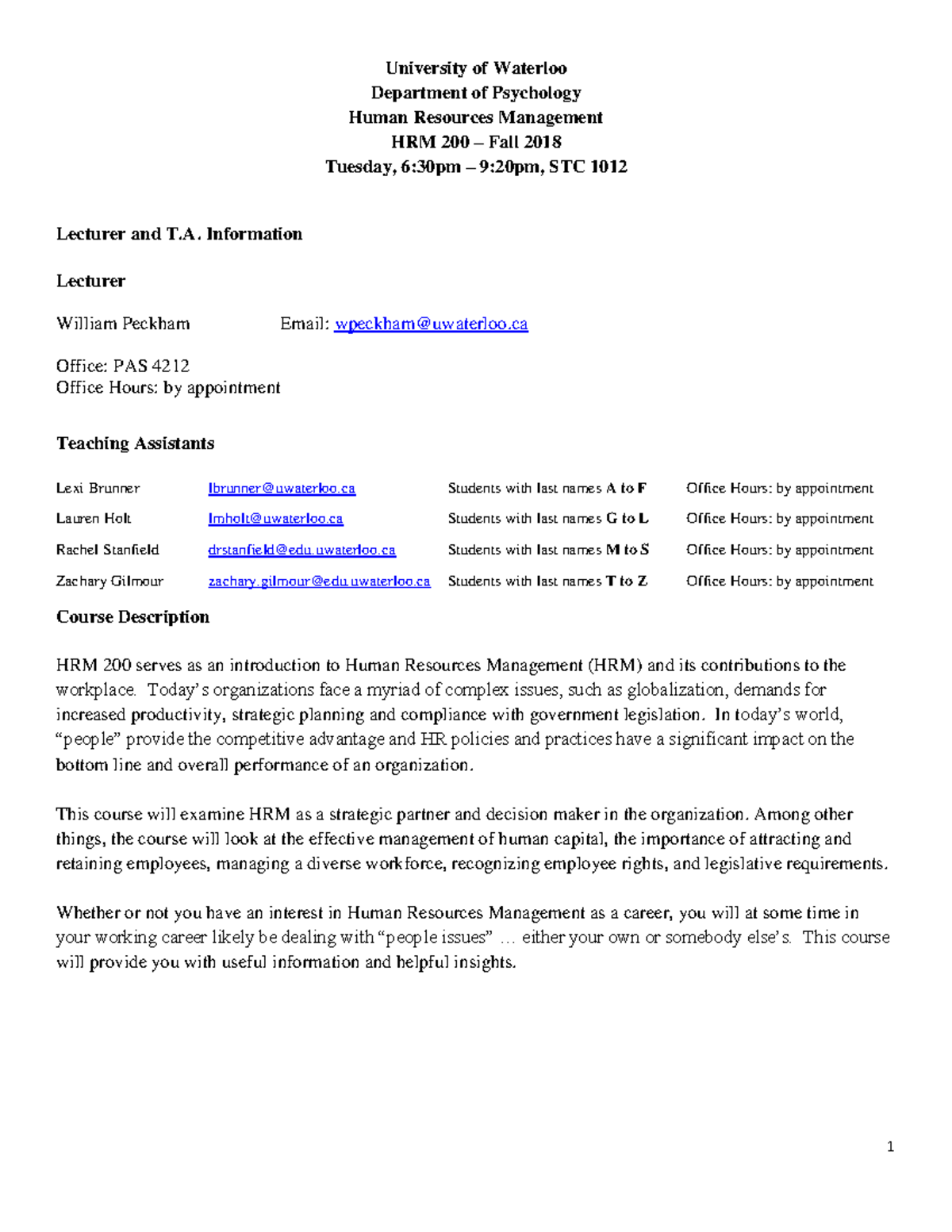 HRM200 Syllabus pdf - HRM202 practice - Warning: TT: undefined function: 32 University of ...