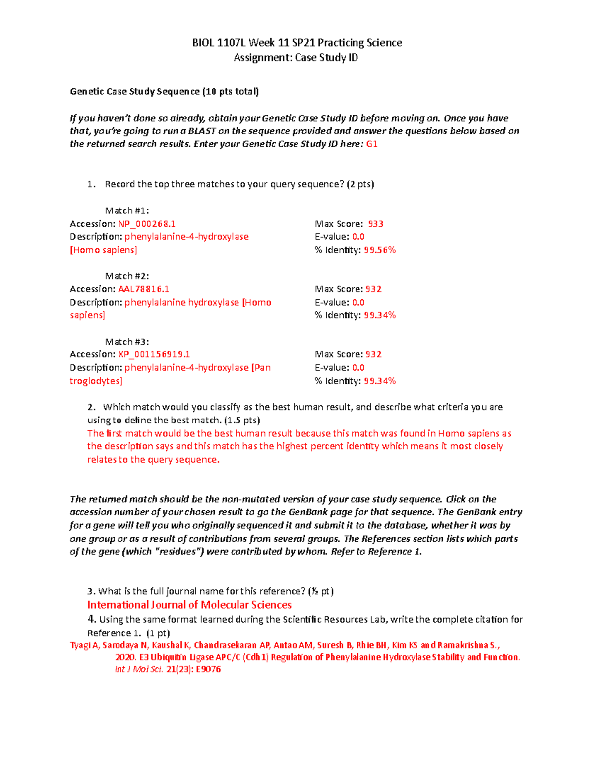 1107L Week 11 Case Study ID - BIOL 1107L Week 11 SP21 Practicing ...