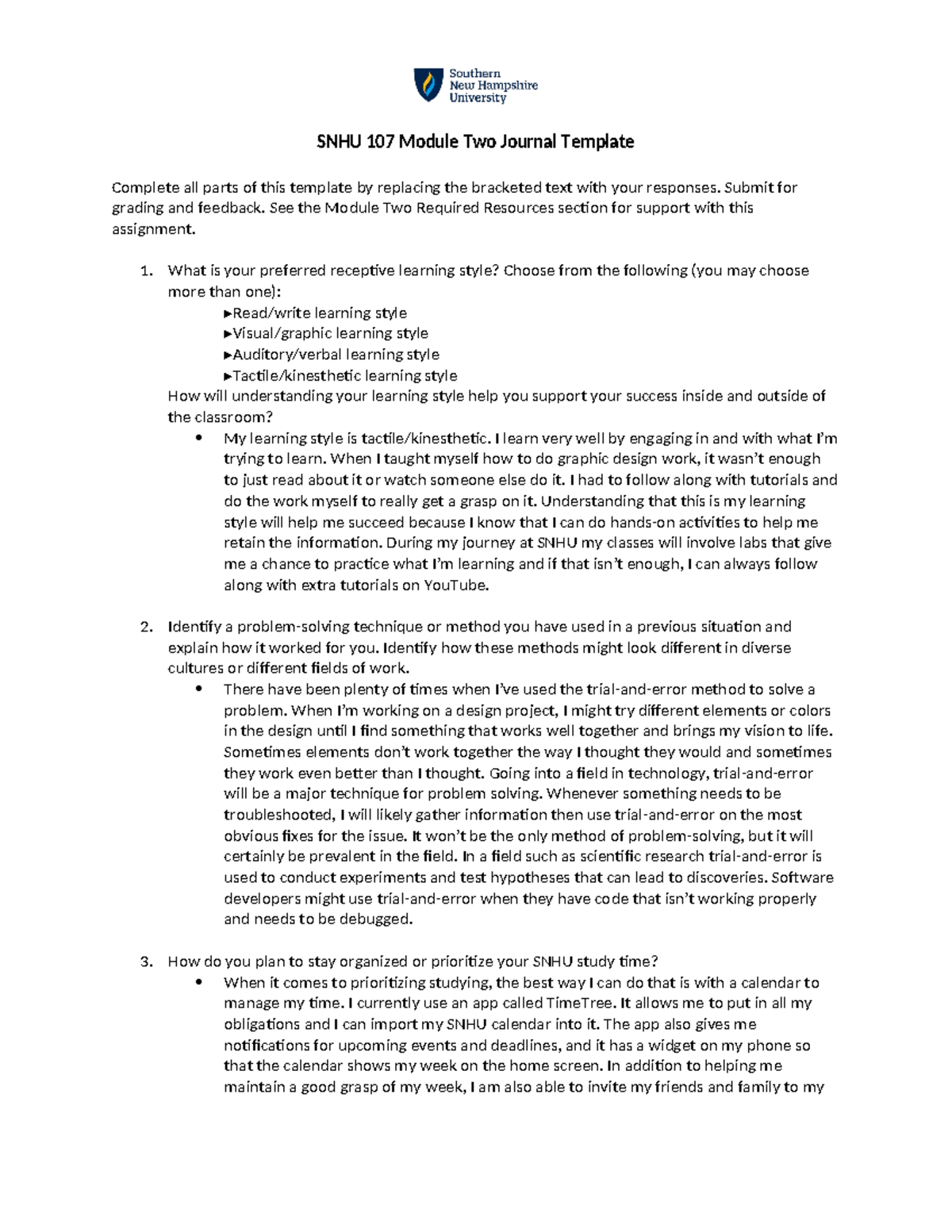 SNHU 107 Module Two Journal - SNHU 107 Module Two Journal Template ...