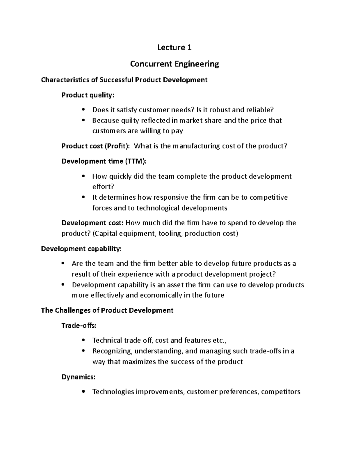 Chapter 1 - Concurrent Engineering - Lecture 1 Concurrent Engineering ...