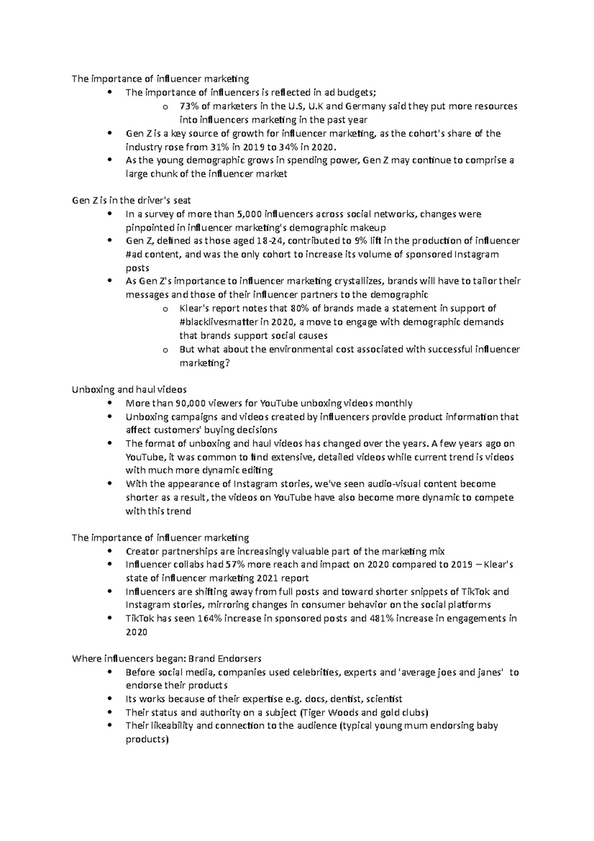 MARK201 Influencer marketing notes - The importance of influencer ...