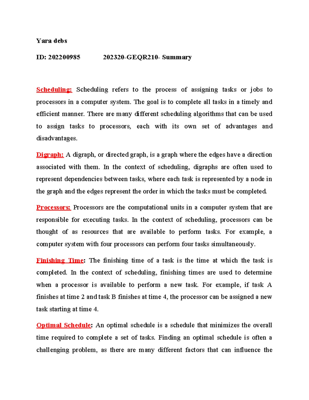 Math summary - It helps studying to understand the chapter - Yara debs ...