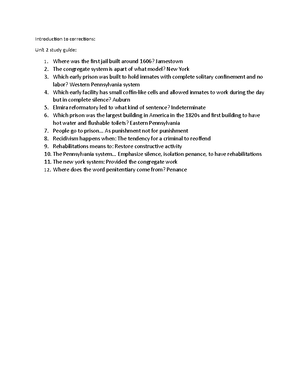 Intro to corrections unit 13 study guide - Introduction to corrections ...