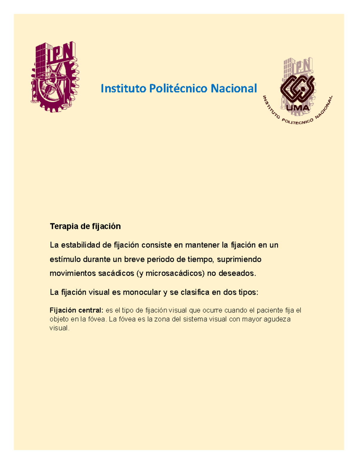 terapia de fijacion - Instituto Politécnico Nacional Terapia de ...