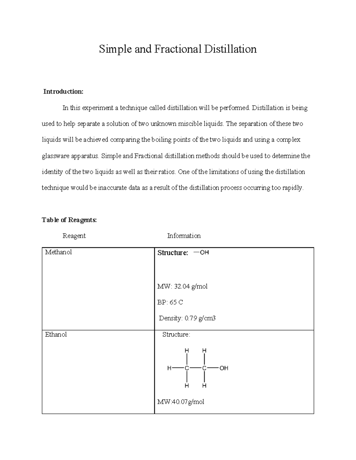Ochem-lab2-Simple and Fractional Distillation - Simple and Fractional ...