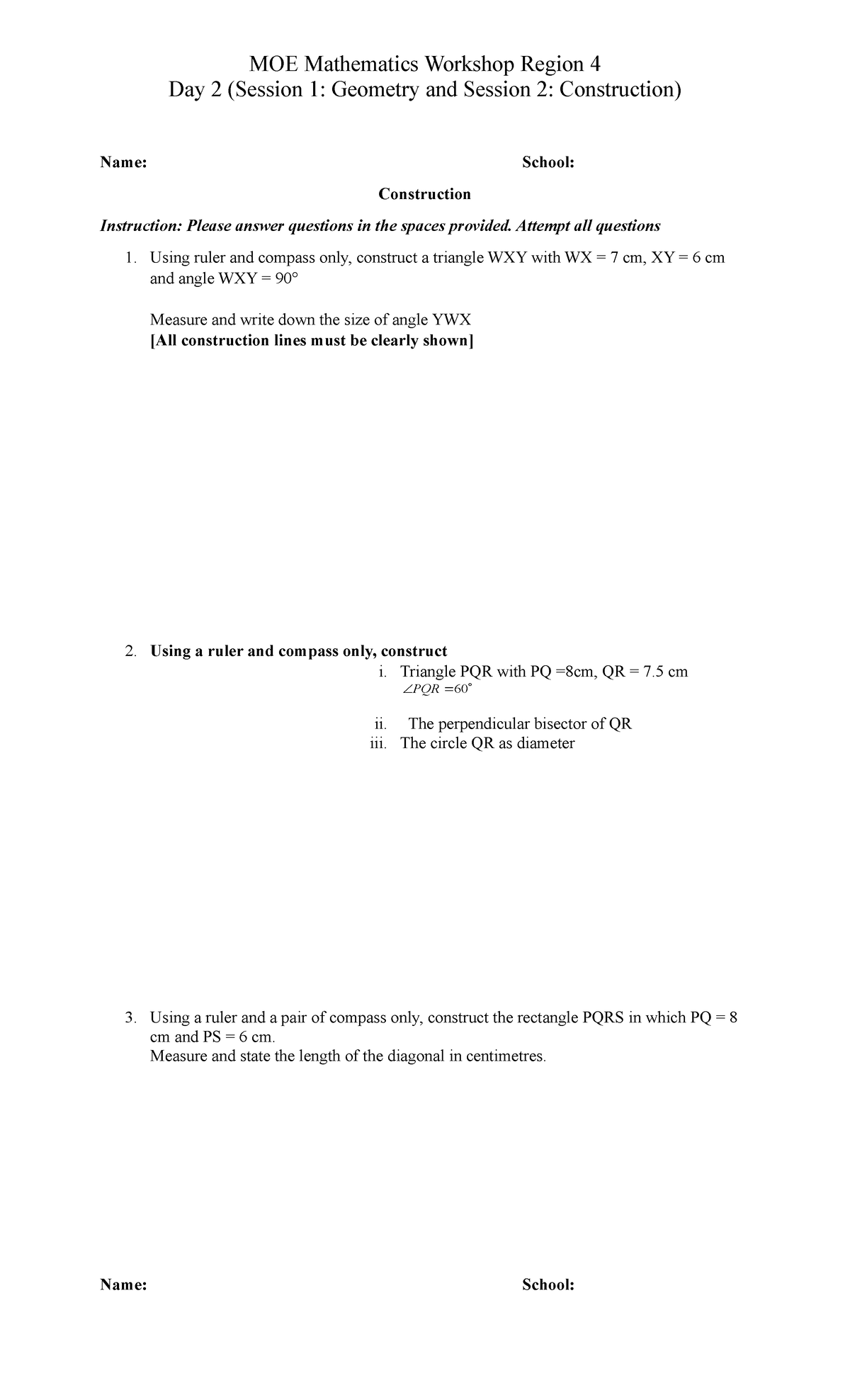 Day 2 Geometry and Construction Worksheet-1 - Day 2 (Session 1 ...