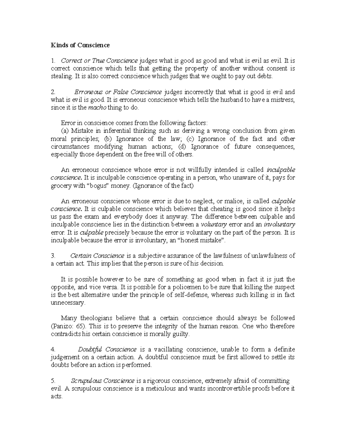 81245067 Kinds of Conscience - Kinds of Conscience Correct or True ...