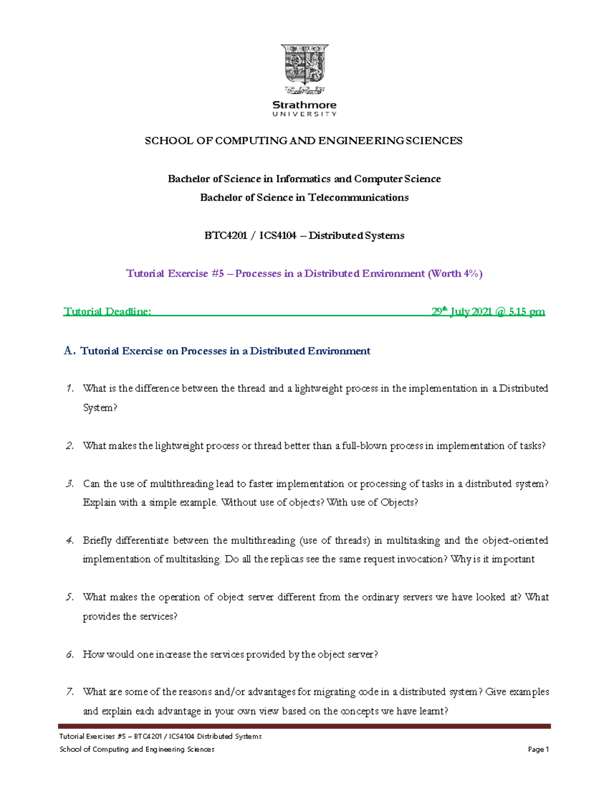 Tutorial Exercise #4 - Processes in a Distributed Environment ...
