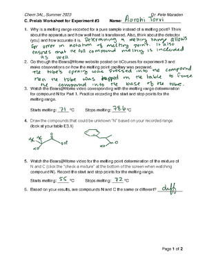 Lab E Data Analysis - CHEM 3AL - Studocu