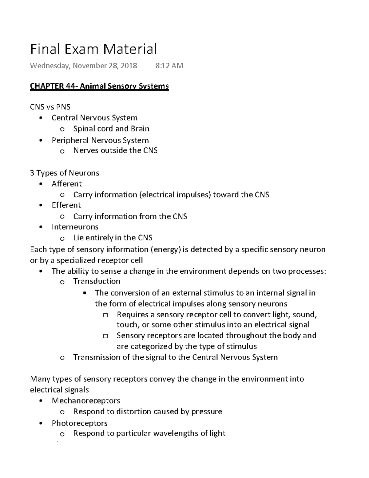 BIO 101 Final Exam Review - Warning: TT: undefined function: 32 CHAPTER ...
