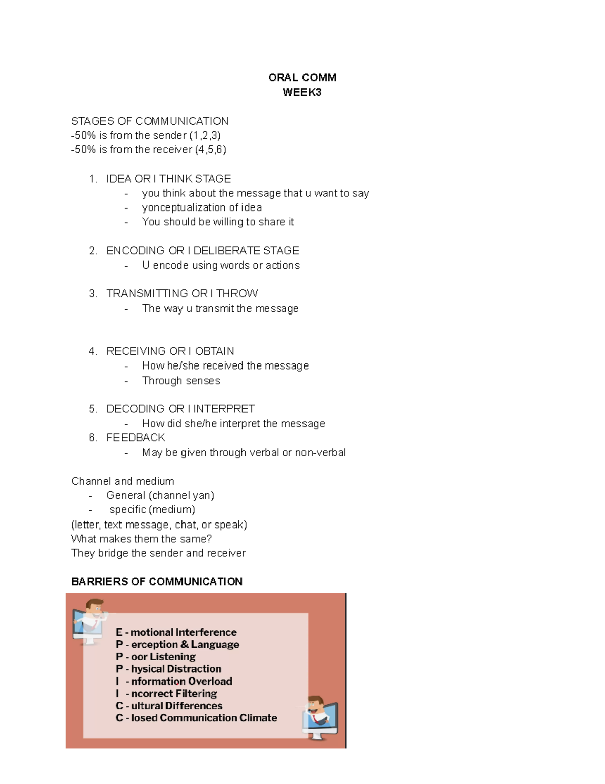 ORAL COMMUNICATION STAGES OF COMMUNICATION - ORAL COMM WEEK STAGES OF ...