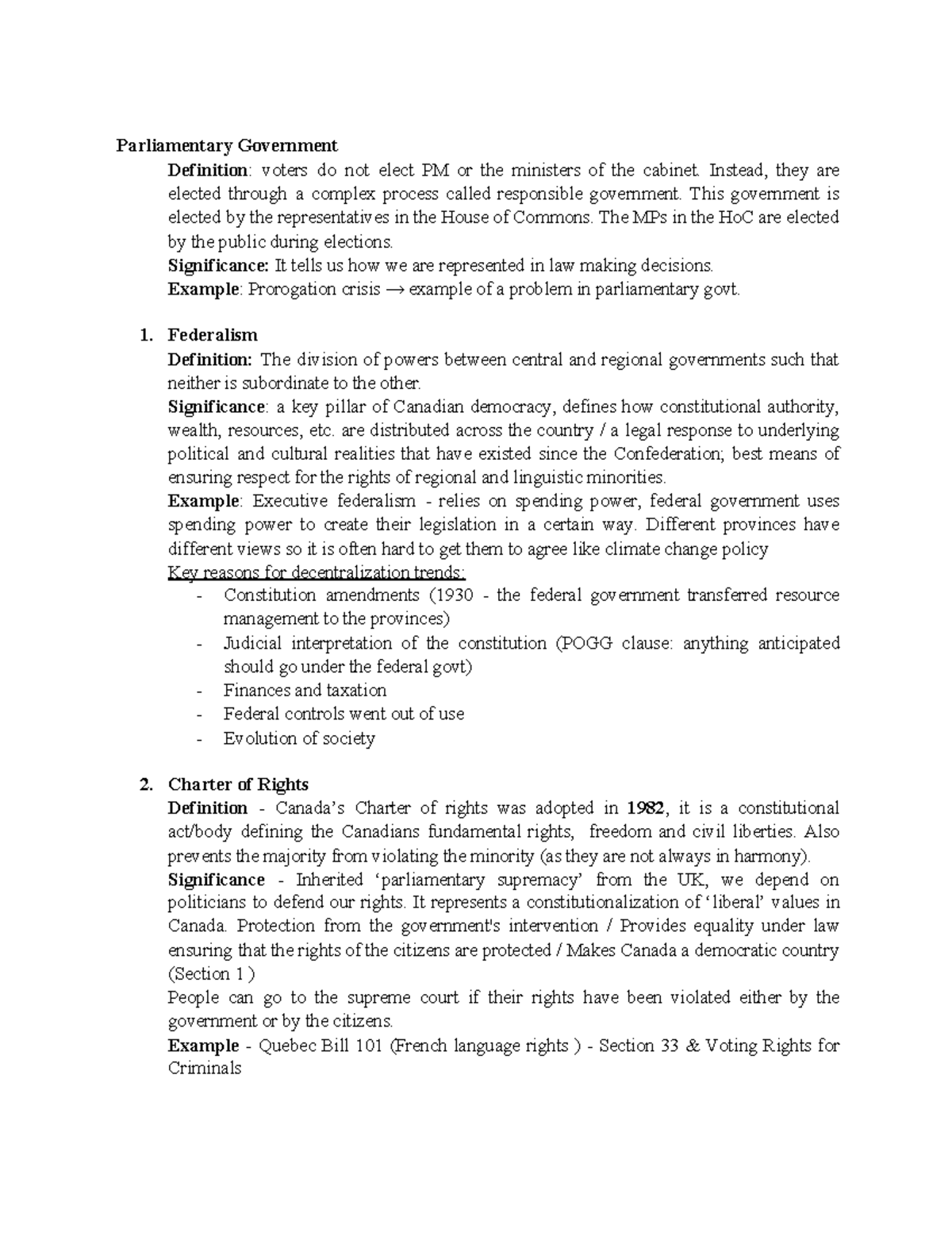 POLI 101 Midterm Notes - Parliamentary Government Definition : voters ...