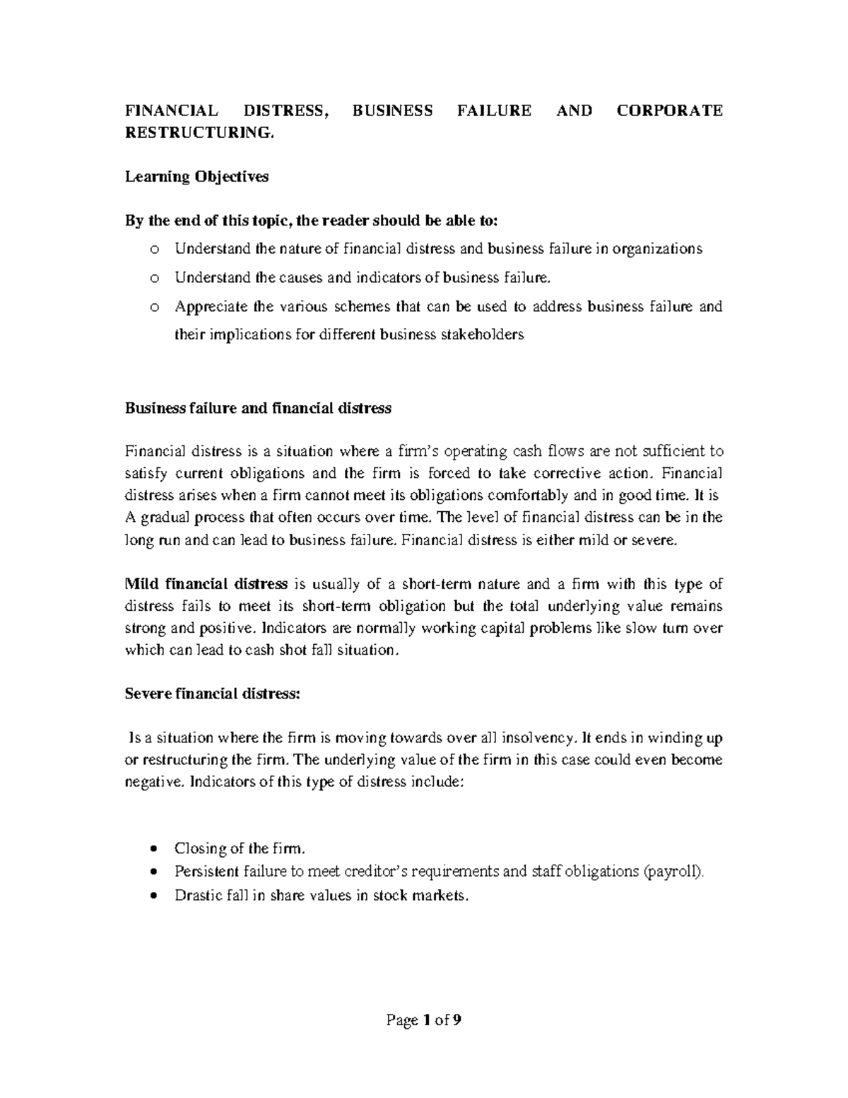 8BBF 222- Financial Distress 2024 - FINANCIAL DISTRESS, BUSINESS ...