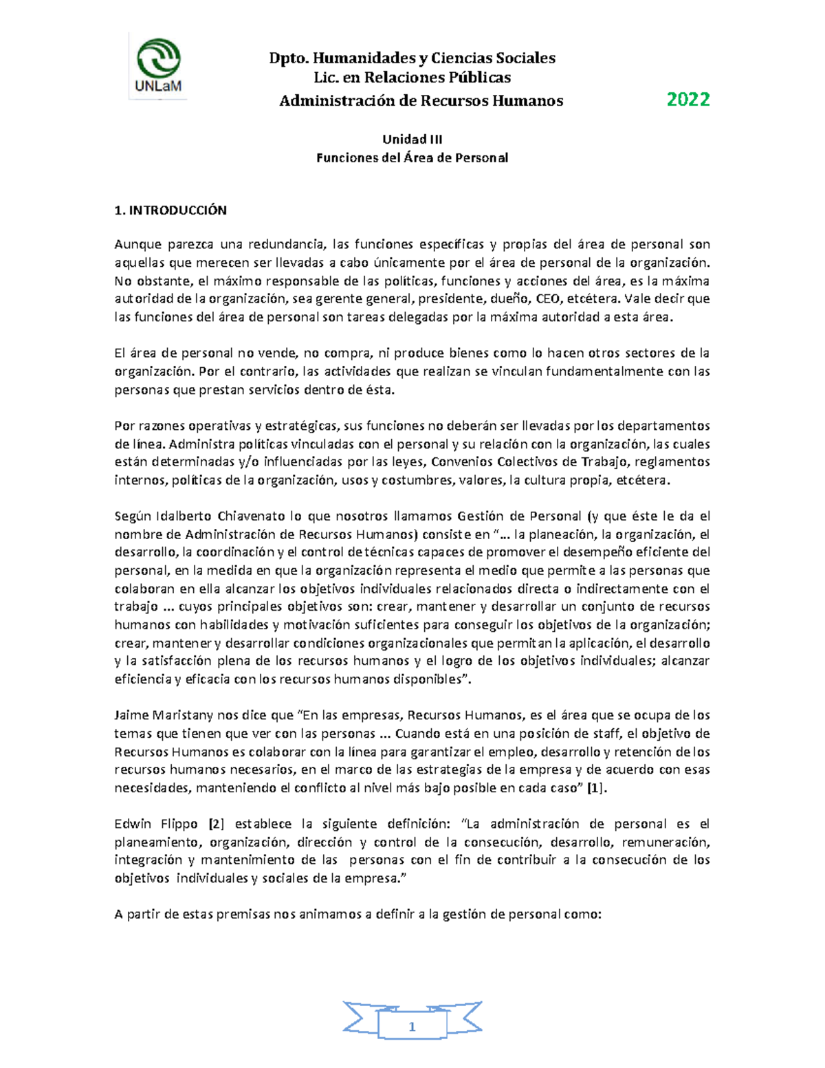 UNLa M-Unidad-3-Funciones-del-area-de-personal-2022-texto(1) 1 - Lic ...