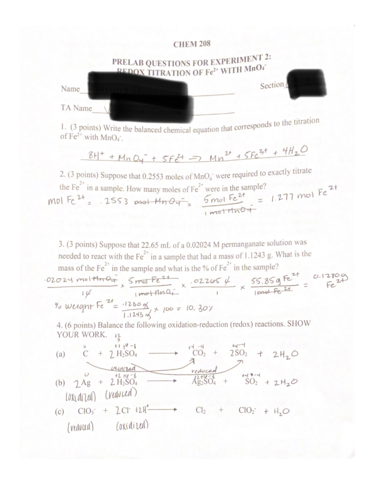 Chem 208-02 Pre-Lab 2 - Please refer to this document if you would like ...