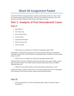 Week05Assignment Worksheet - Week 05 Assignment Packet Complete the Week 05 assignment packet ...